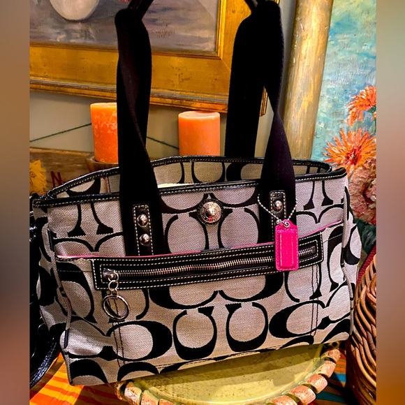 Coach | Bags | Coach Daisy Blackgray Signature Canvas Tote F4878 | Poshmark